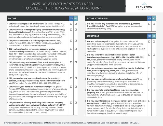 A Checklist of Documents for Filing Your 2024 Tax Return