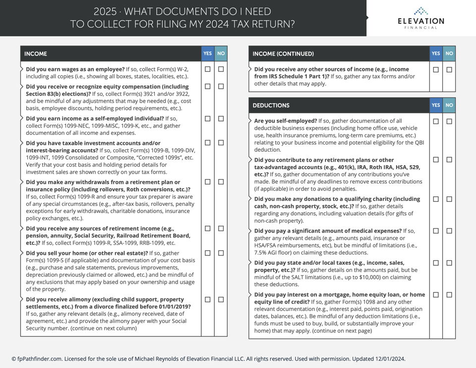 A Checklist of Documents for Filing Your 2024 Tax Return