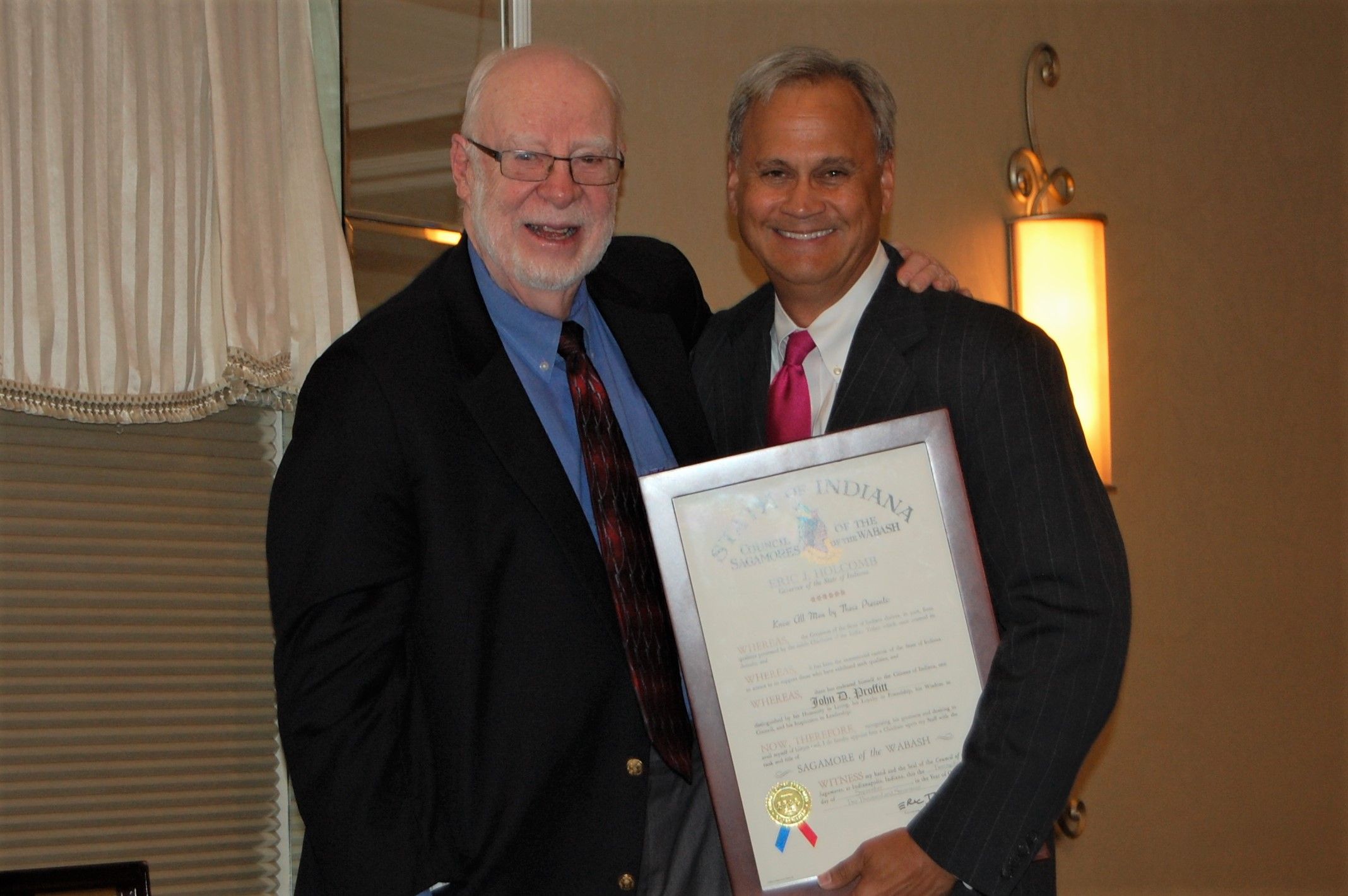 Merritt Presents Sagamore of the Wabash Award