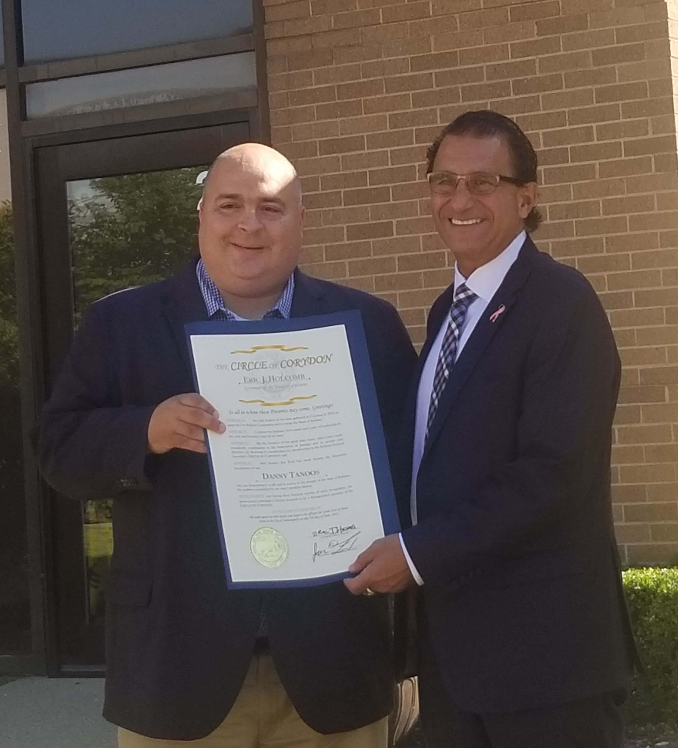 Ford Presents Circle of Corydon Award To Superintendent Dr. Danny Tanoos